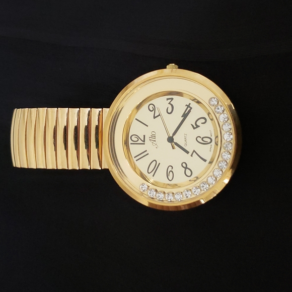 Alto | Jewelry | Vtg Alto Wrist Watch Stretch Band Movable Swarovski ...